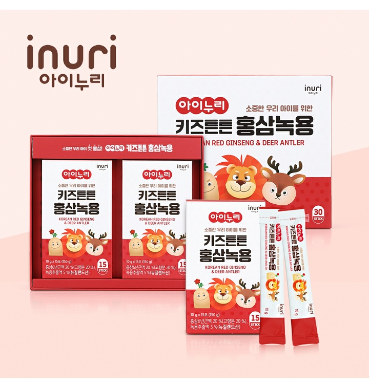 [아이누리] 키즈튼튼 홍삼녹용 30포 X 3박스 3개월분 티몬