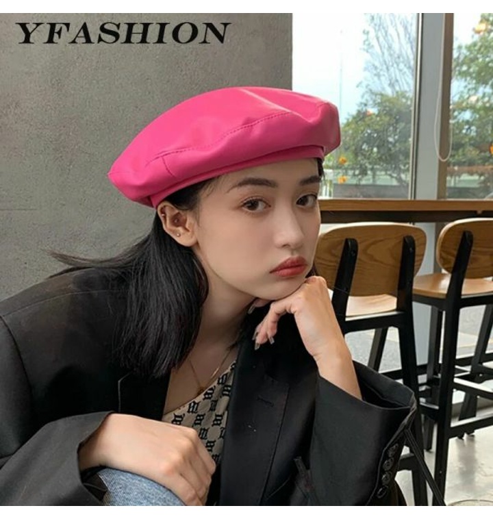 베레모 모자 빵모자 화가 Pu 가죽 프랑스 팔각형 가을 겨울 단색 뉴스보이 생일 선물 티몬