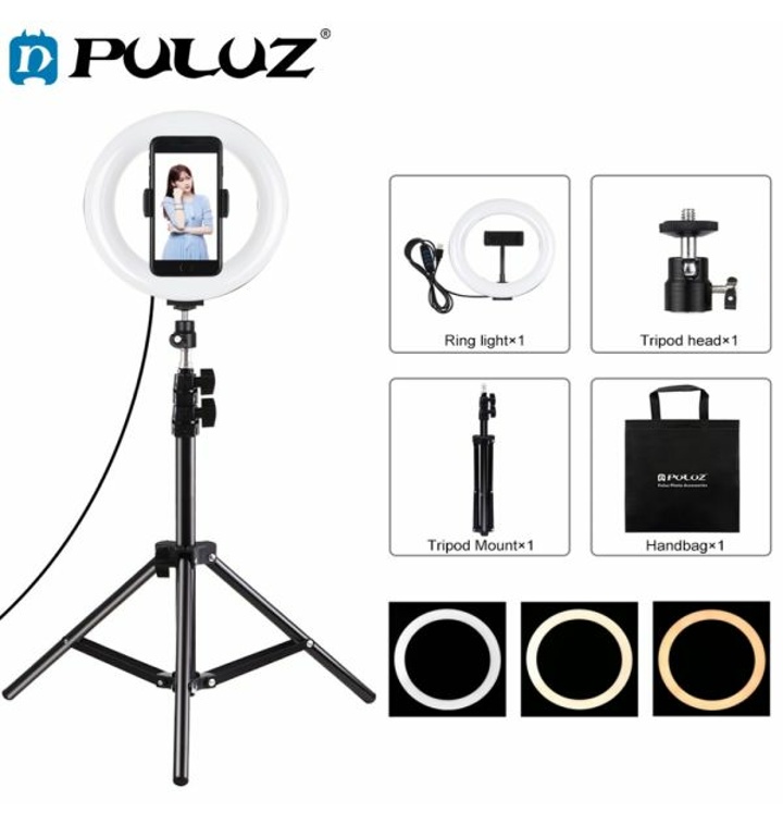 Puluz Led 셀카 링 라이트 휴대폰 클램프 삼각대 스탠드 브이로그 비디오 키트 유튜브 티몬